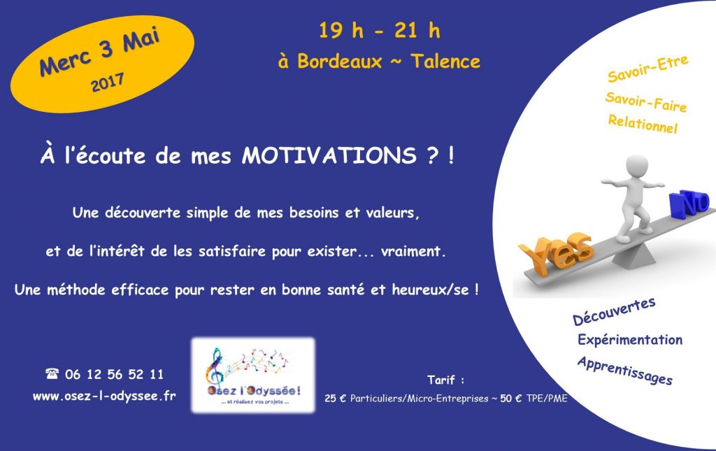A l'écoute de mes motivations : Atelier Coaching Merc 3 mai 2017 à 19h ...
